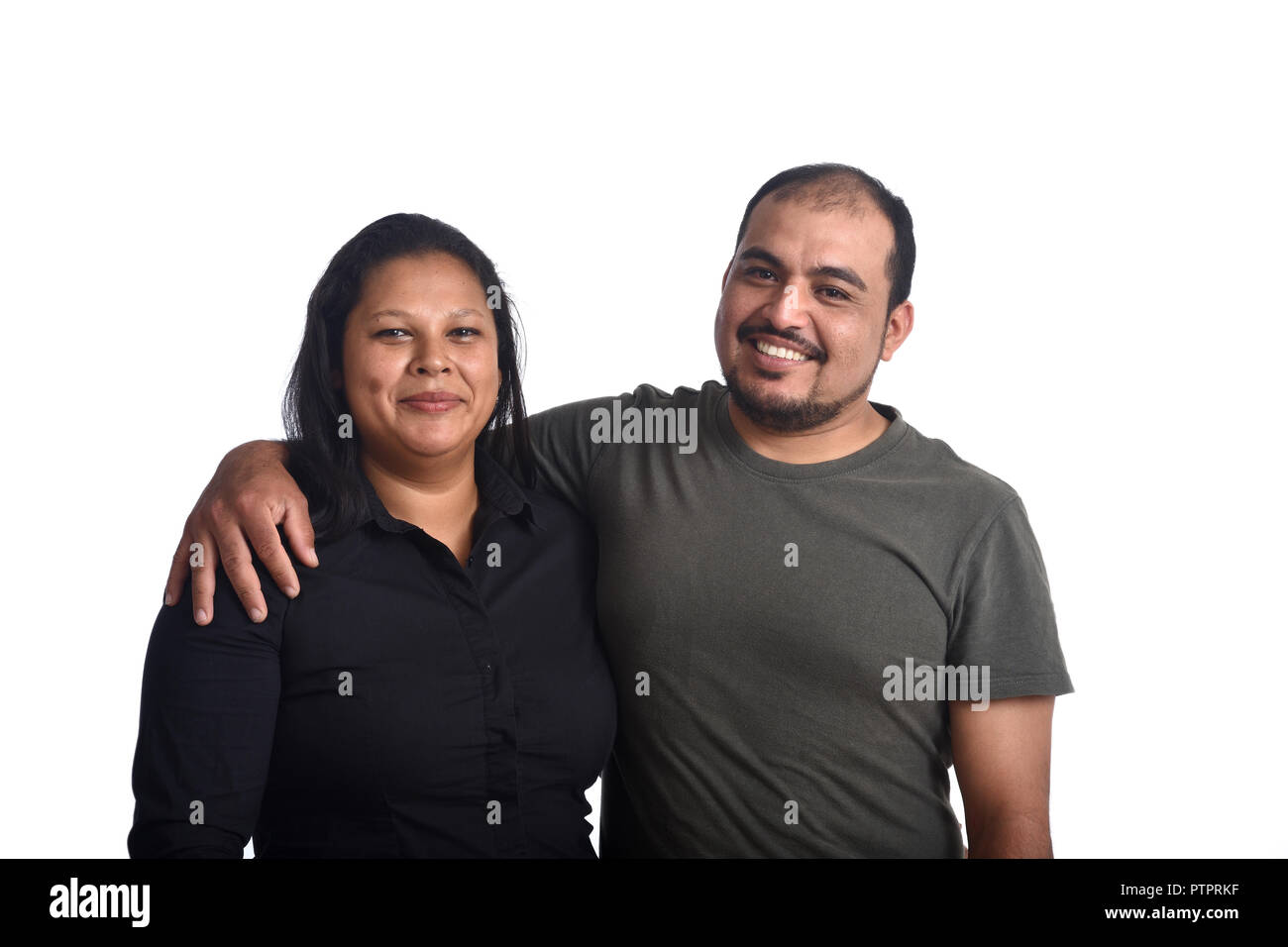 portrait of a latin america couple on white Stock Photo - Alamy
