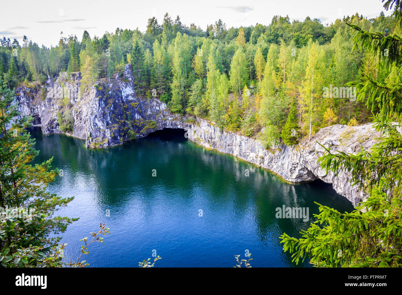 Marble quarry Ruskeala. Invalid marble quarry. Sights of Karelia in ...