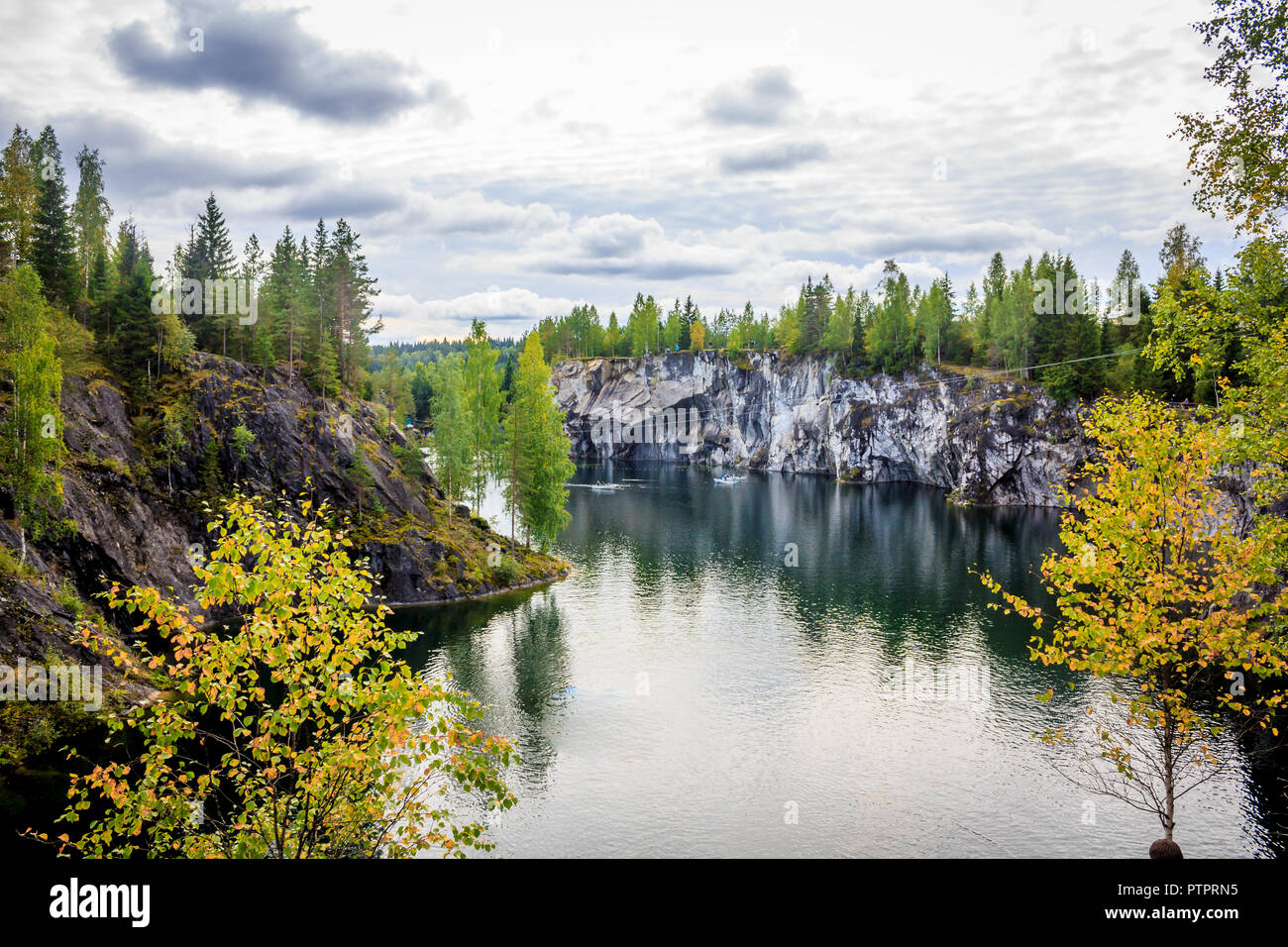 Marble quarry Ruskeala. Invalid marble quarry. Sights of Karelia in ...