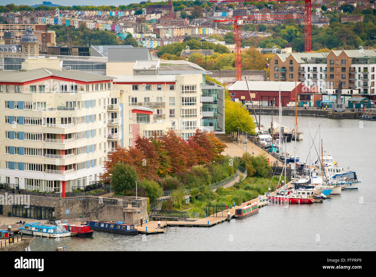 The harbourside and floating harbour area of Bristol seen from above ...