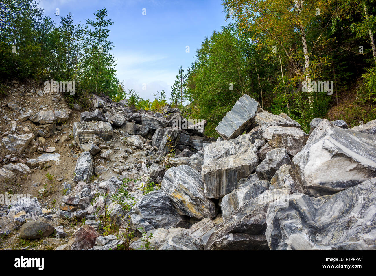 Marble quarry Ruskeala. Invalid marble quarry. Sights of Karelia in ...