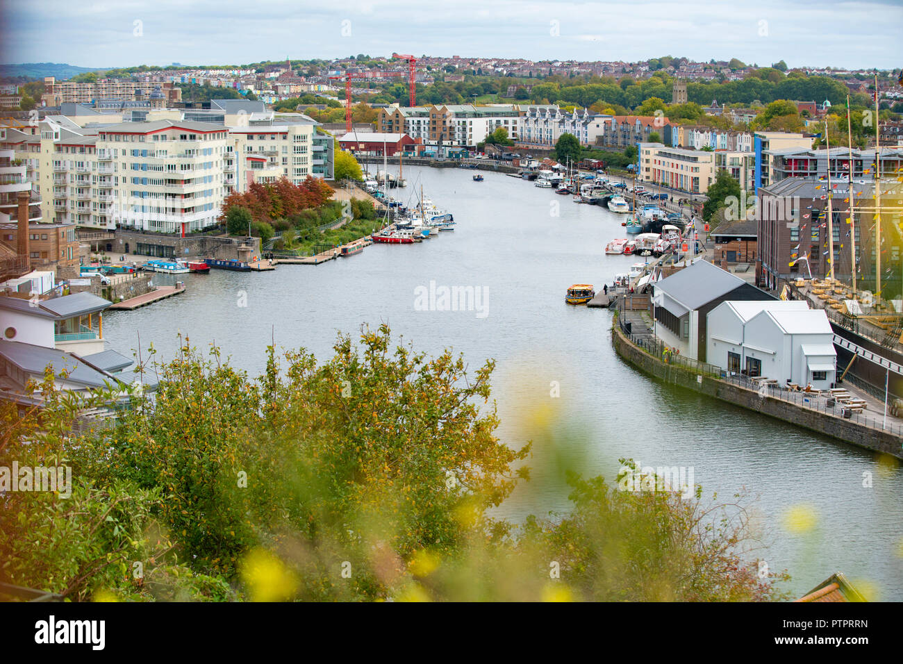 The harbourside and floating harbour area of Bristol seen from above ...
