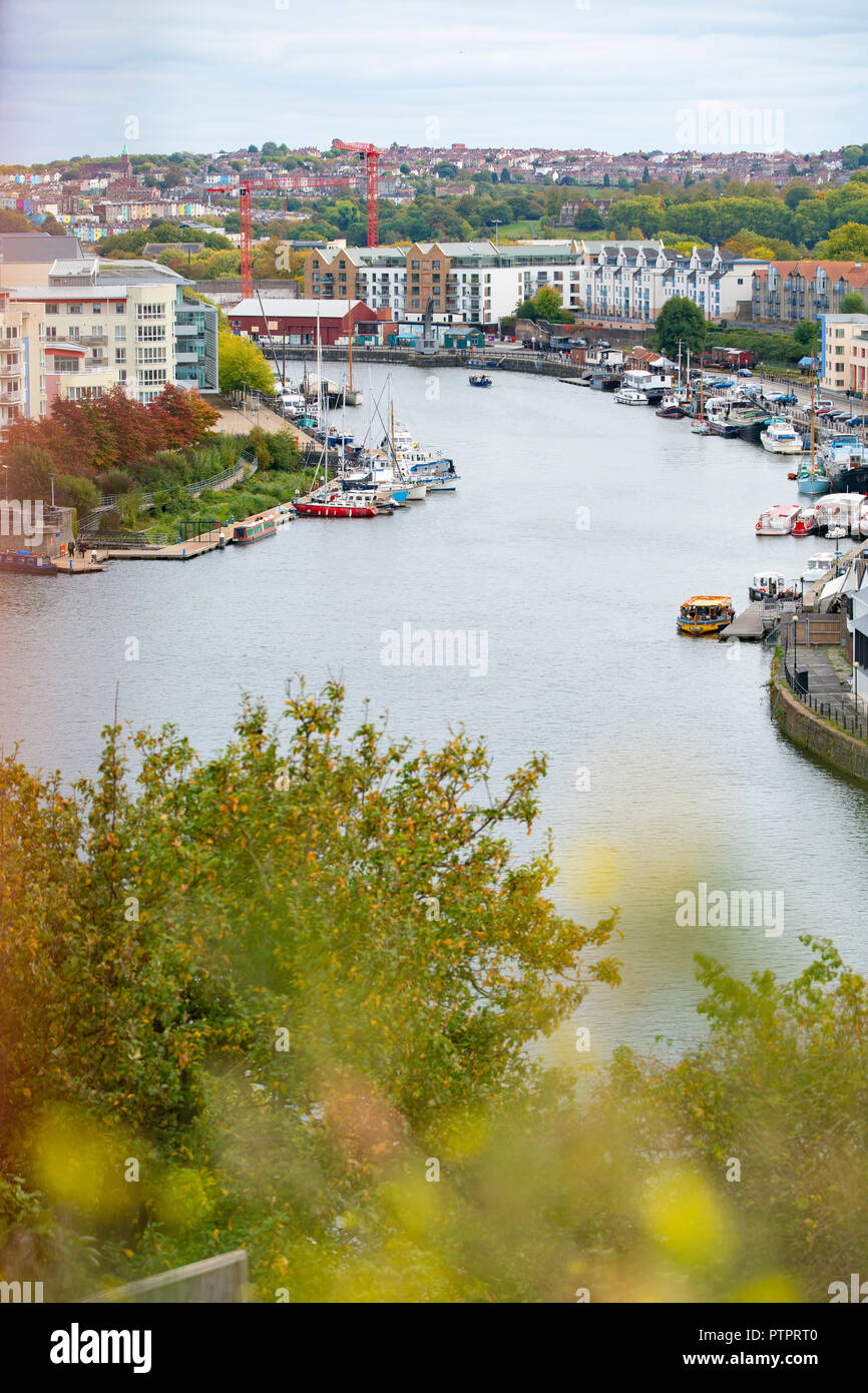 The harbourside and floating harbour area of Bristol seen from above ...
