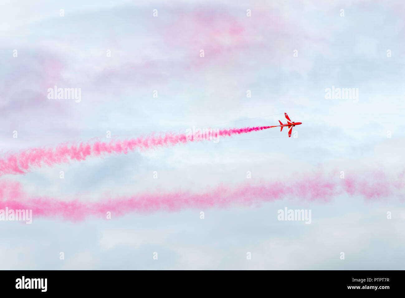 The annual Red Arrows display in Falmouth during Falweek. Cornwall 2016 ...