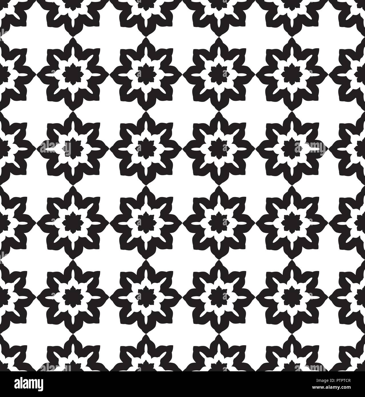 Vector seamless pattern. Black and white Repeating geometric pattern ...