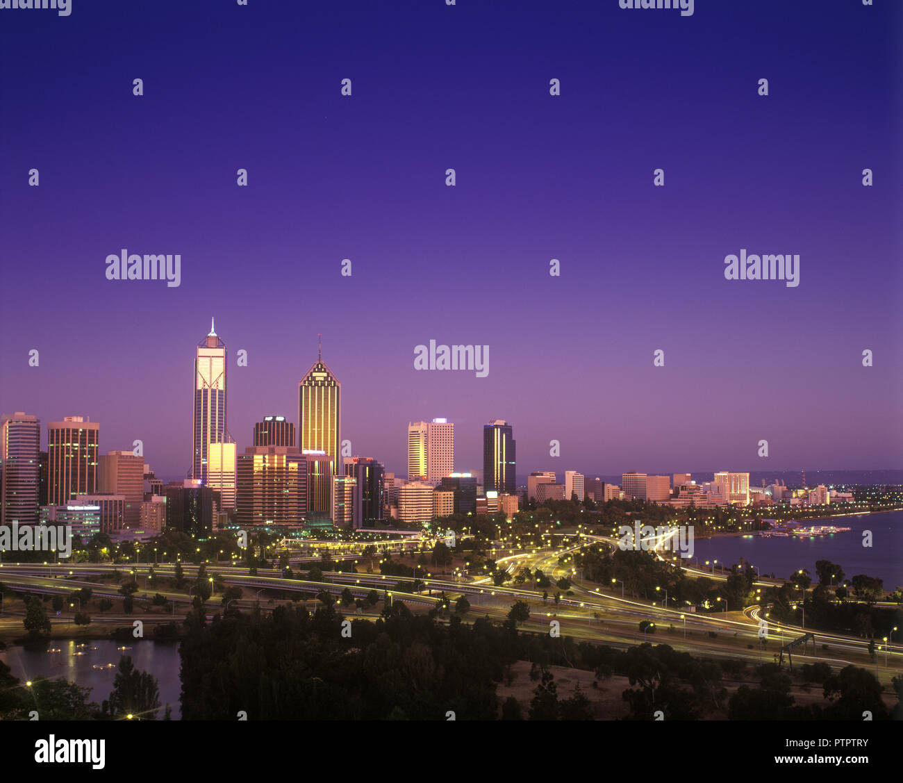 1994 HISTORICAL DOWNTOWN SKYLINE PERTH WESTERN AUSTRALIA AUSTRALIA ...