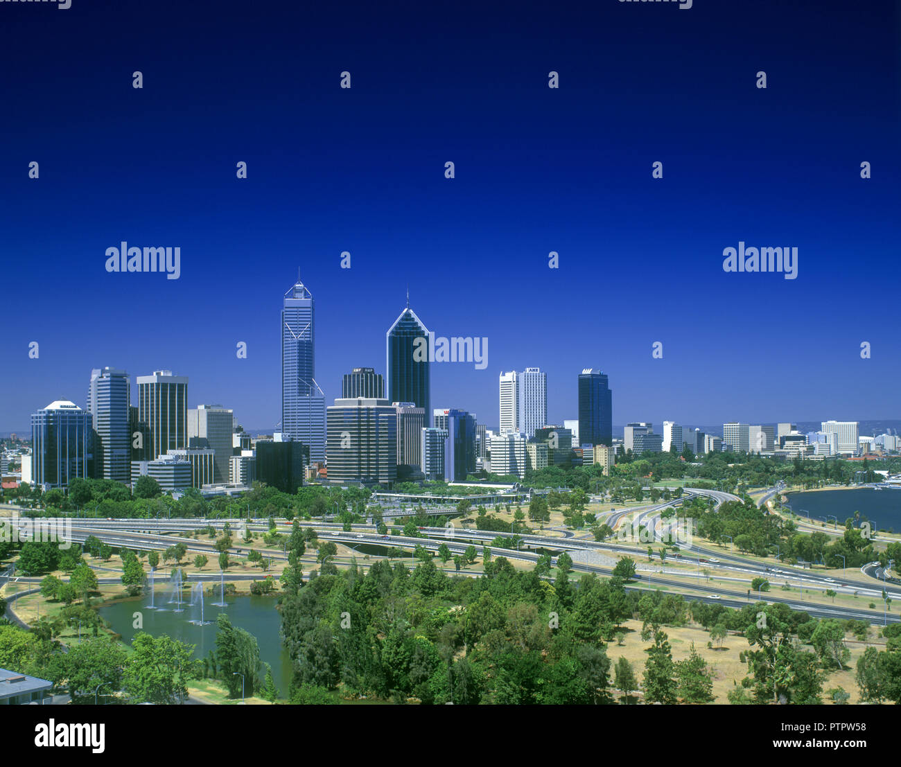 1994 HISTORICAL DOWNTOWN SKYLINE PERTH WESTERN AUSTRALIA AUSTRALIA ...