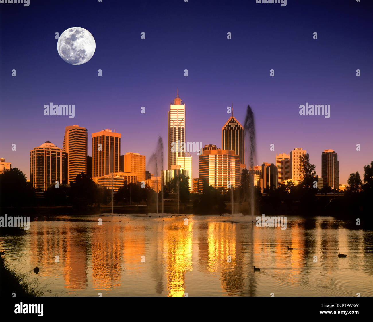 1994 HISTORICAL FOUNTAIN JOHN OLDANY PARK DOWNTOWN SKYLINE PERTH ...
