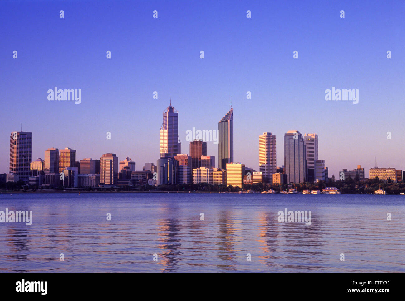 1995 HISTORICAL DOWNTOWN SKYLINE SWAN RIVER PERTH WESTERN AUSTRALIA ...