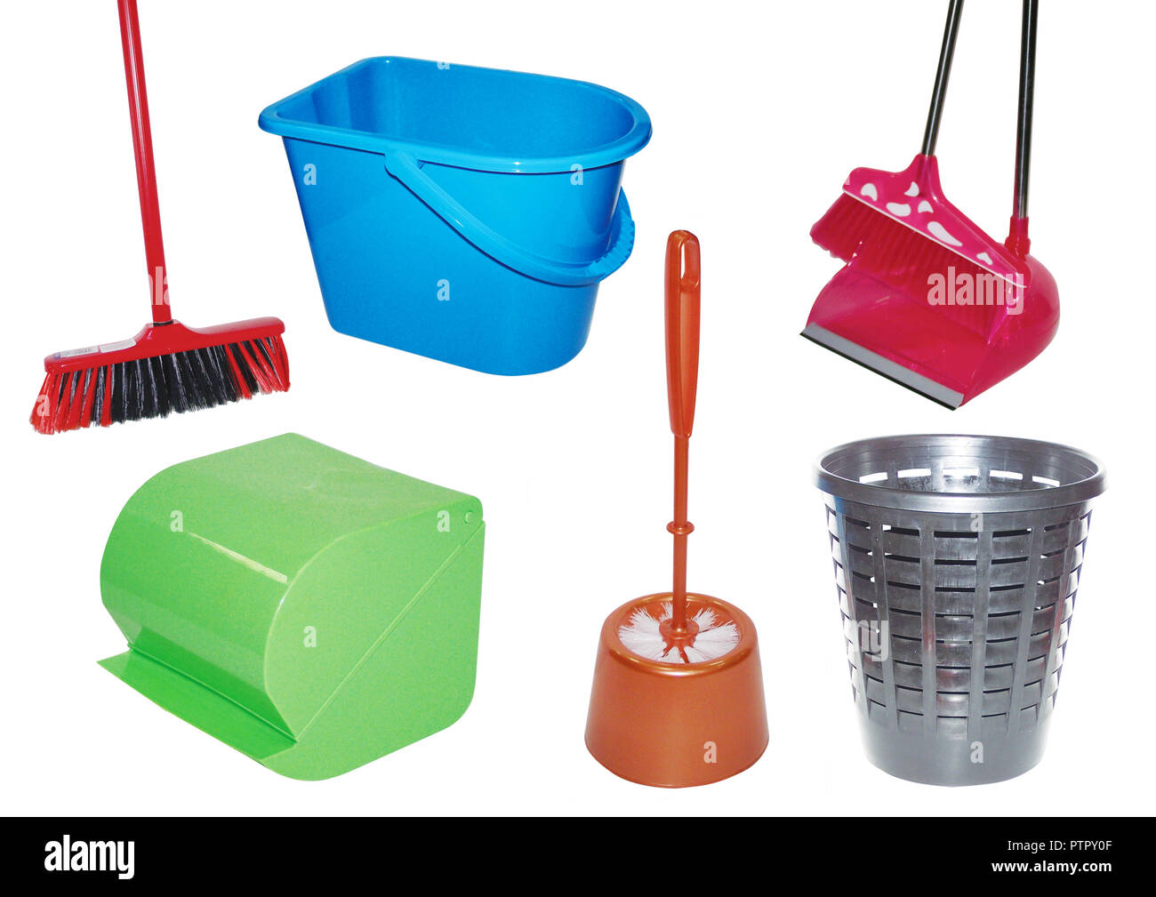 Miscellaneous Cleaning Supplies for White Background Stock Photo - Alamy