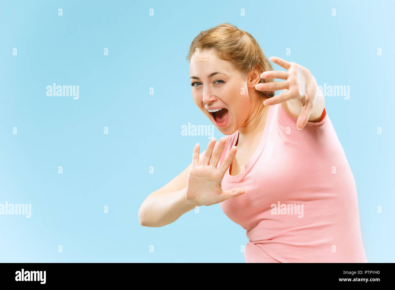 I'm afraid. Fright. Portrait of the scared woman. Business woman ...