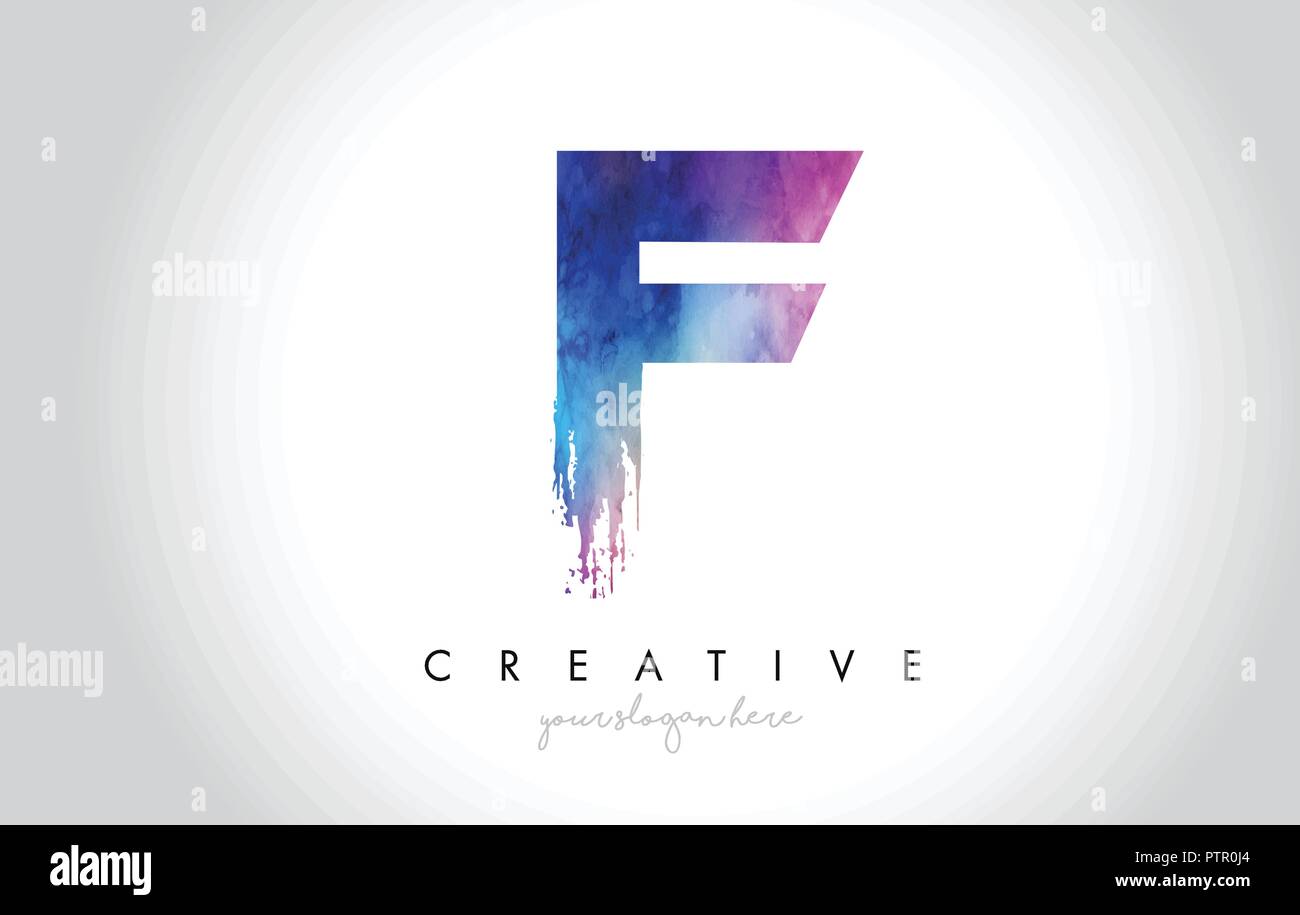 F Paintbrush Letter Design with Watercolor Brush Stroke and Modern ...