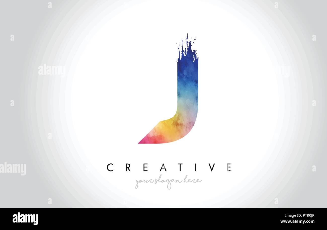 J Paintbrush Letter Design with Watercolor Brush Stroke and Modern ...