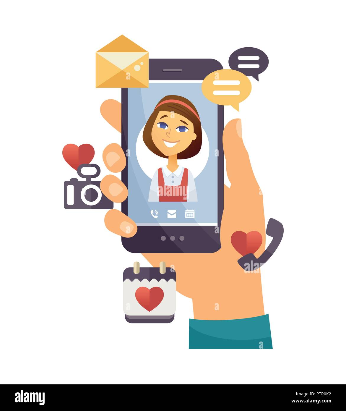 Daughter calling - modern vector cartoon character illustration on ...