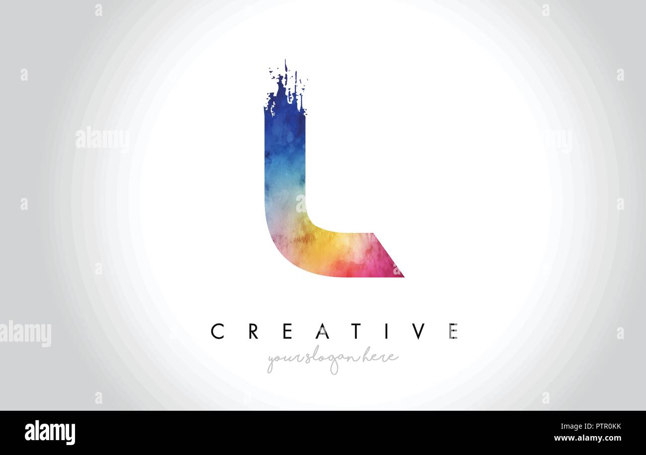 L Paintbrush Letter Design with Watercolor Brush Stroke and Modern ...