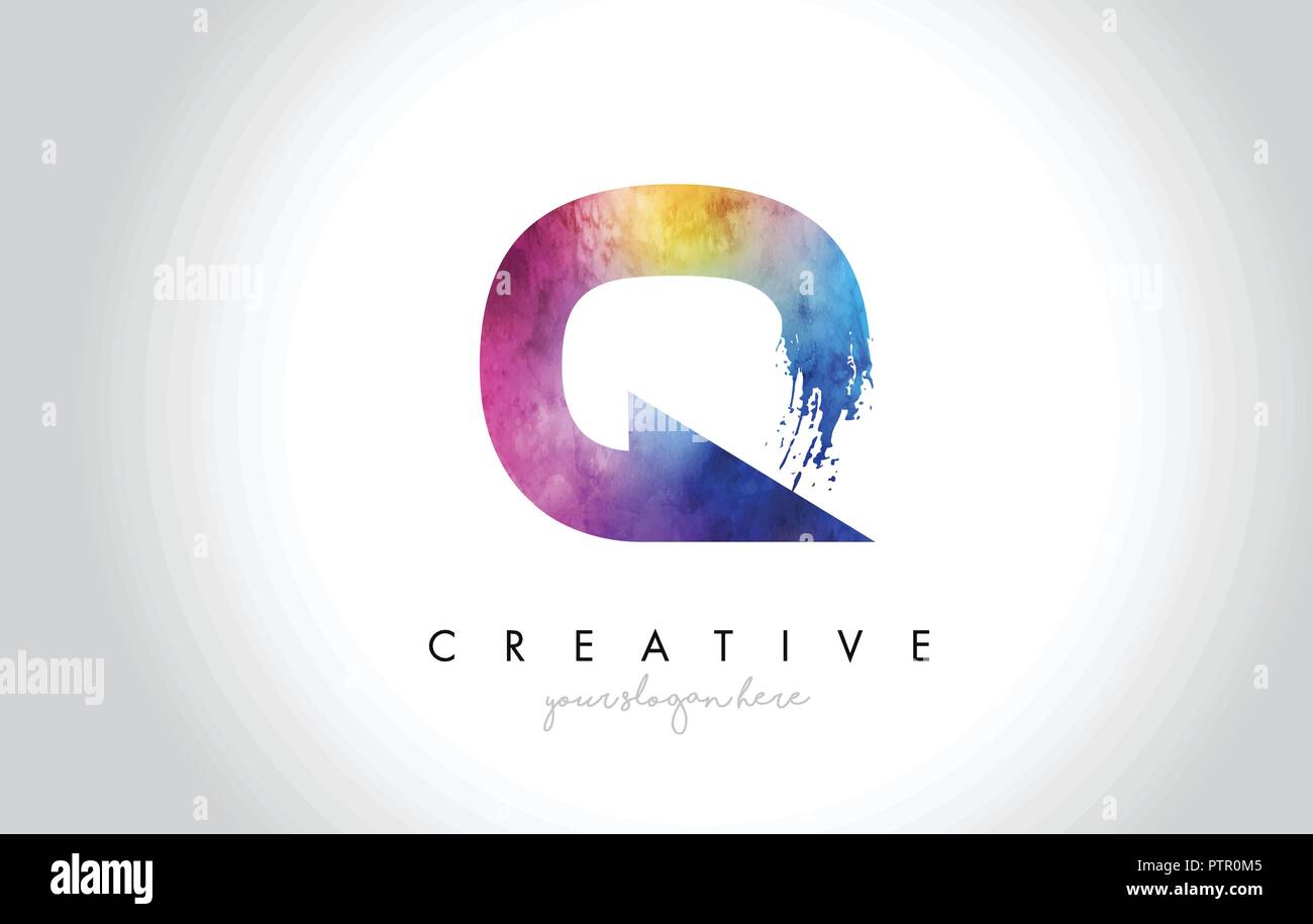 Q Paintbrush Letter Design with Watercolor Brush Stroke and Modern ...