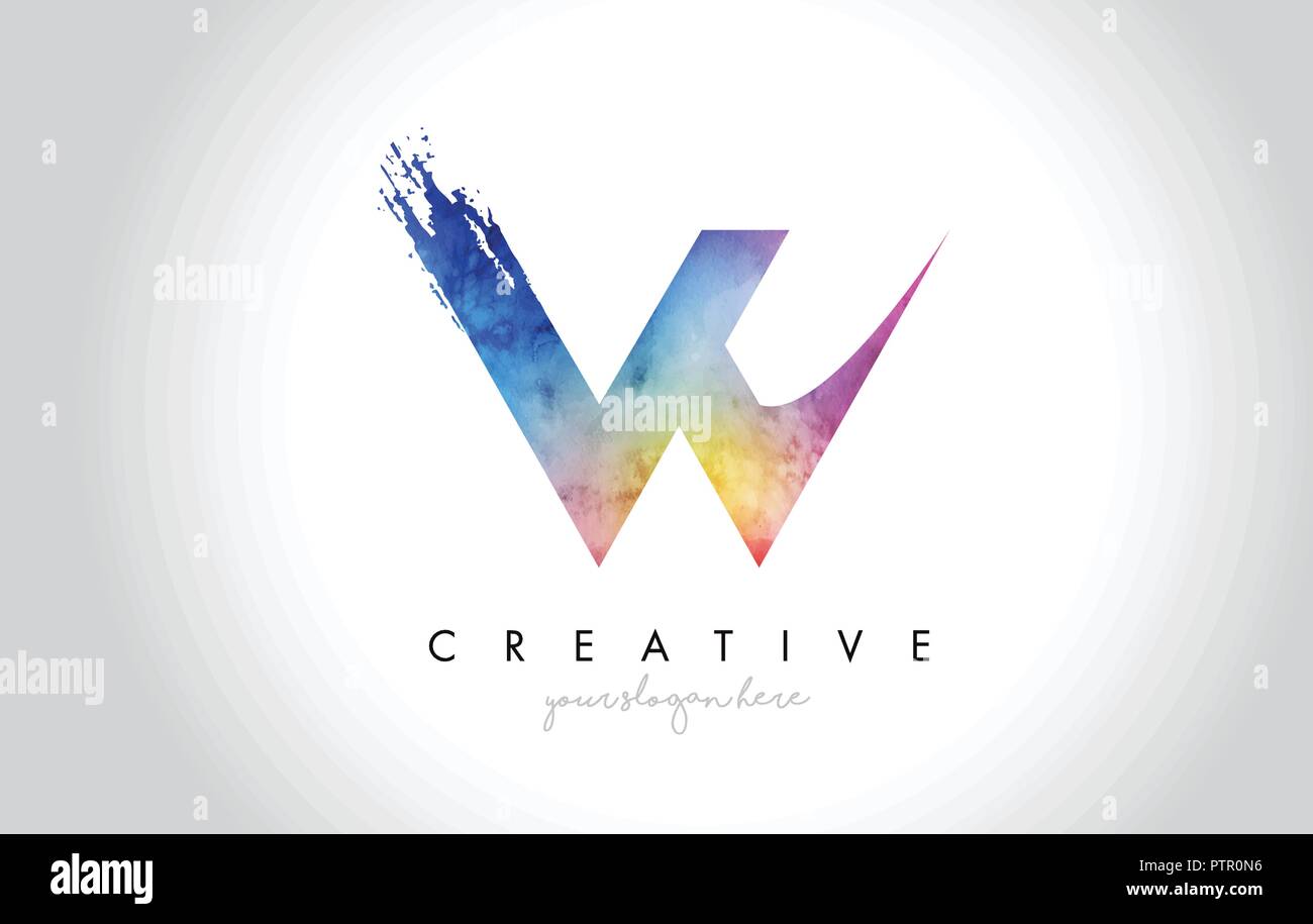 W Paintbrush Letter Design with Watercolor Brush Stroke and Modern ...