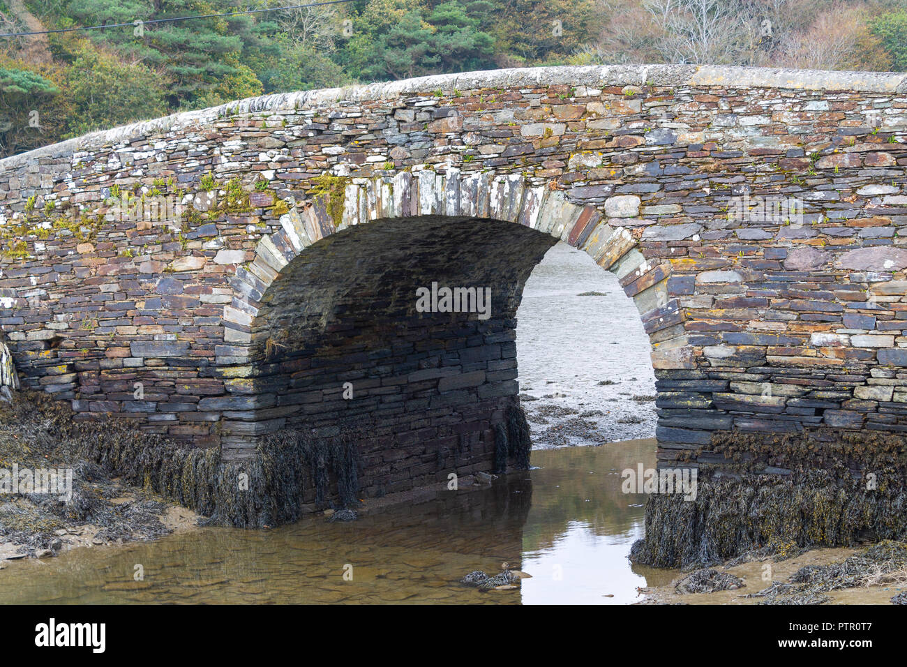 single arch stone bridge over a tidal creek in west cork ireland Stock ...