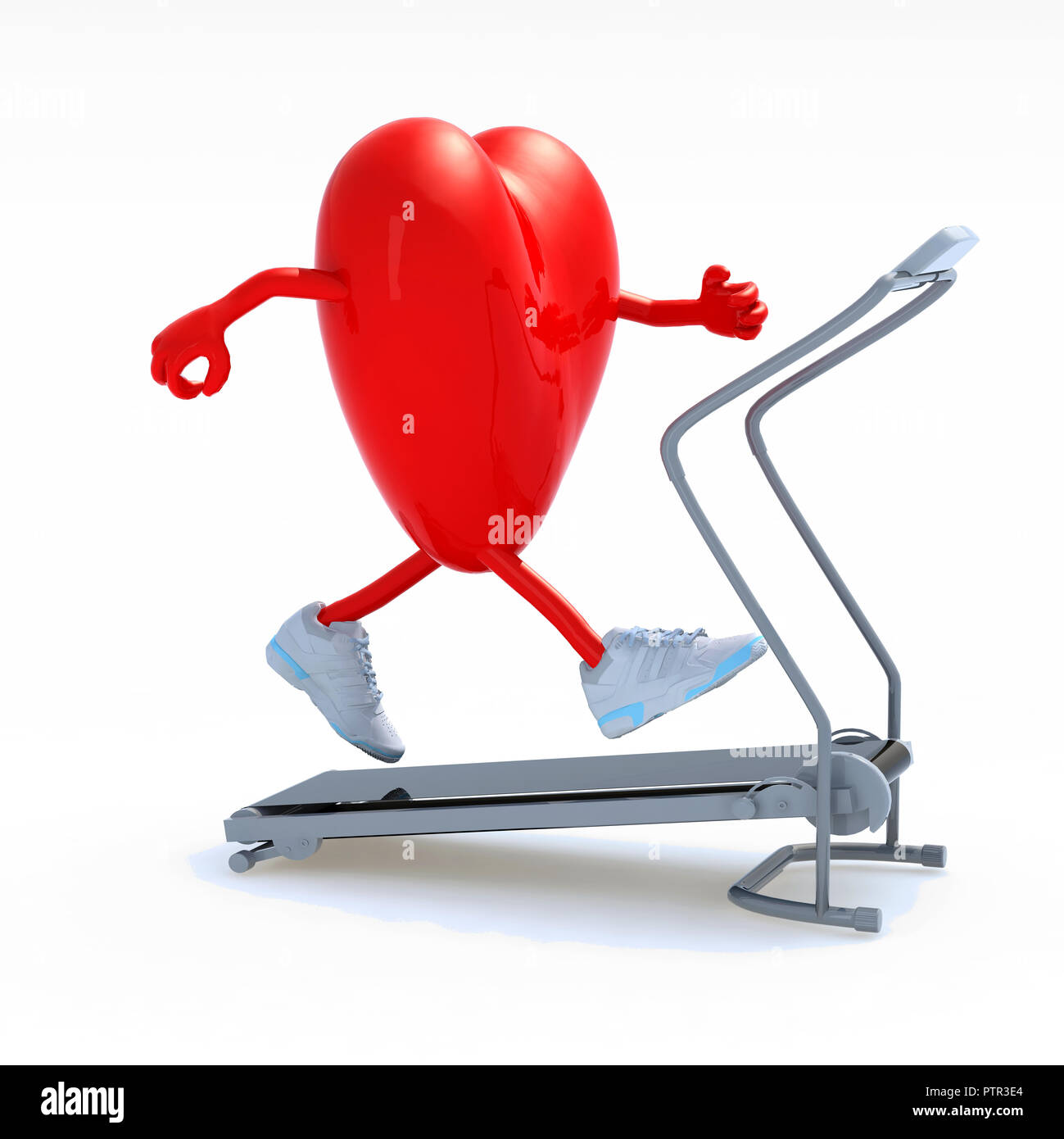 cartoon heart with arms, legs and sneackers on his feet on a running ...