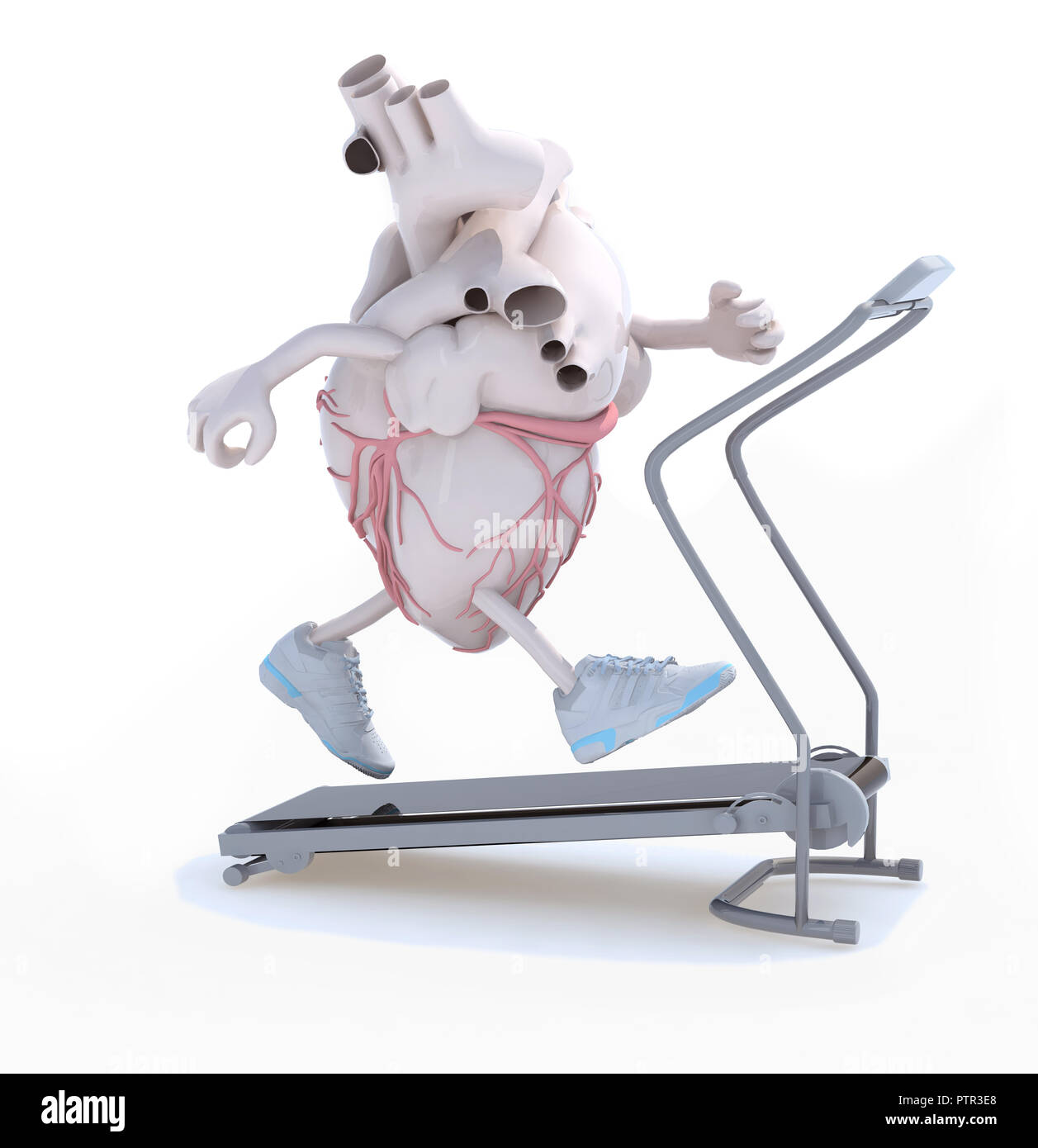 human heart with arms, legs and sneackers on his feet on a running ...