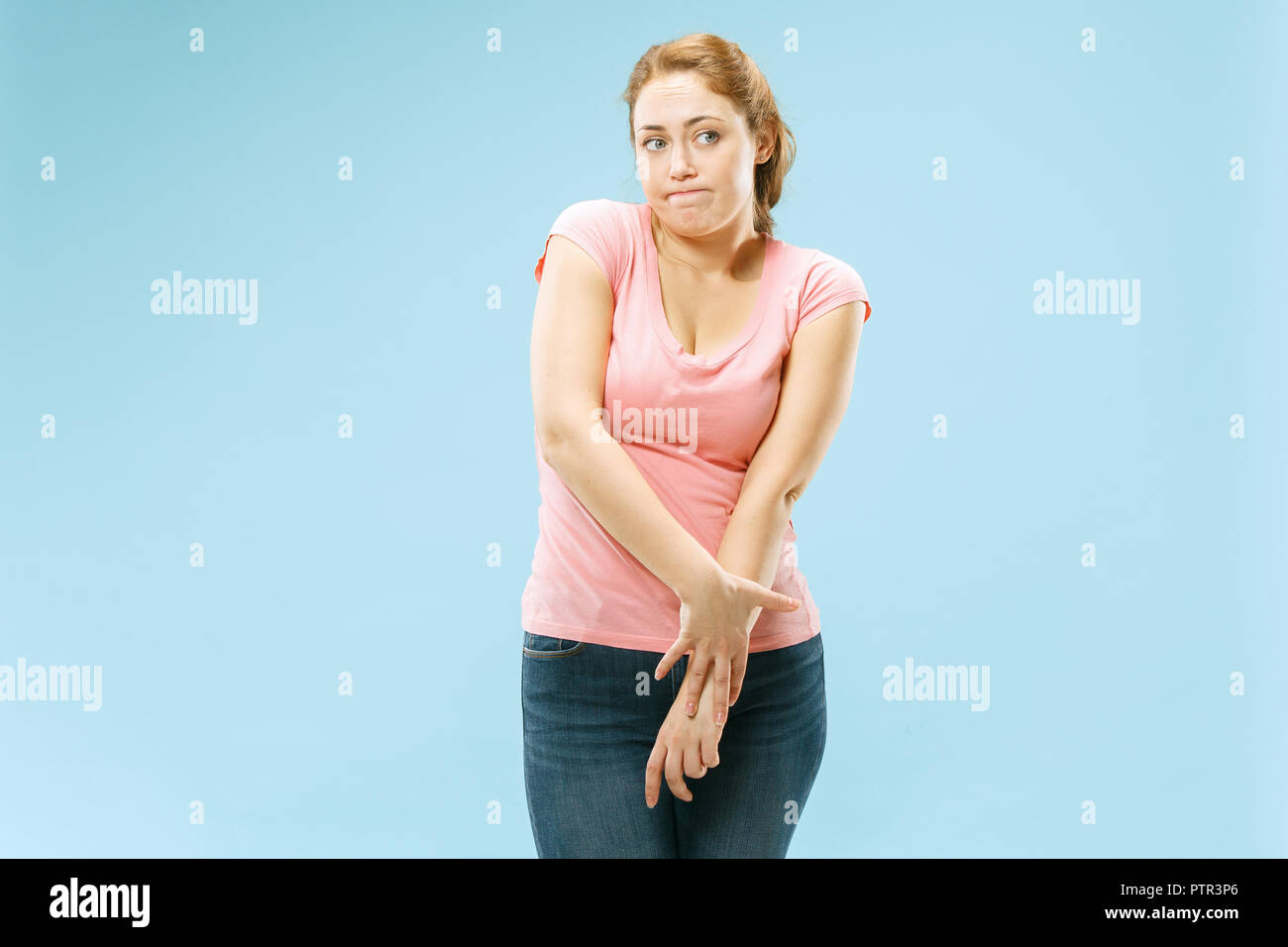 Why is that. Beautiful female half-length portrait isolated on trendy ...