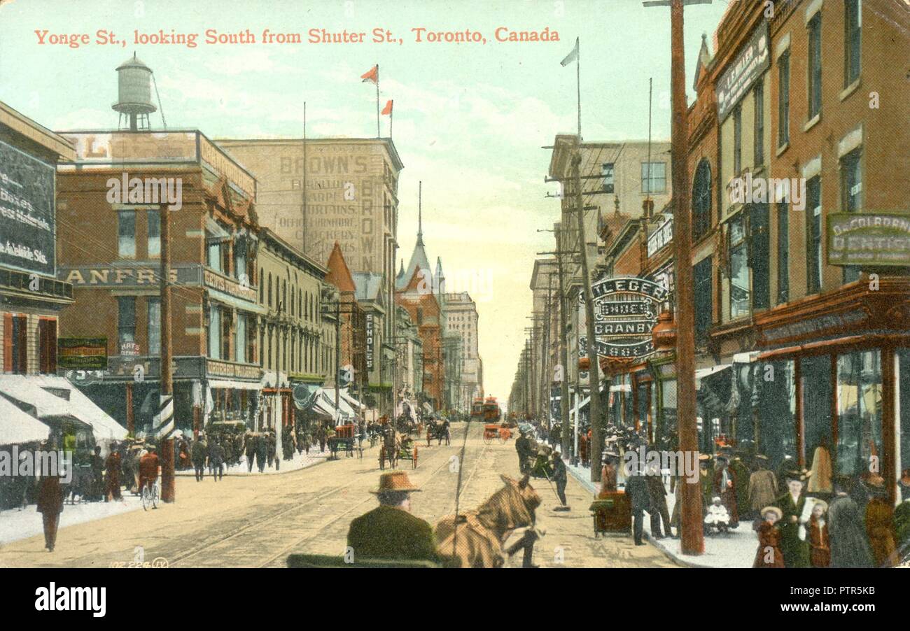 Yonge Street, looking South from Shuter Street, Toronto, Canada Stock ...