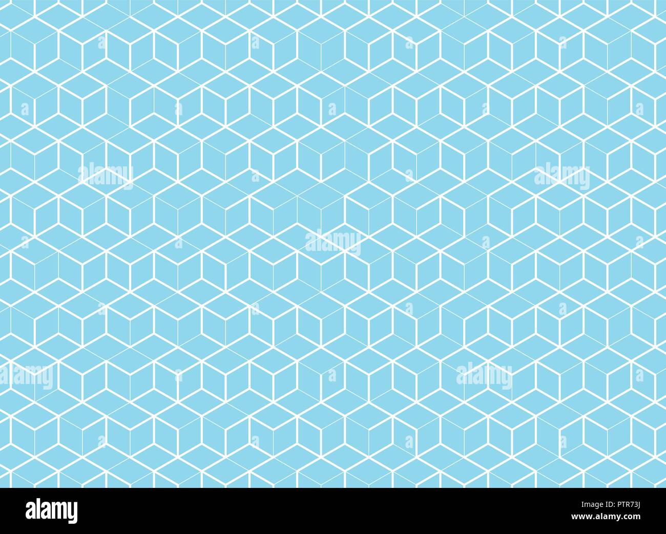 Abstract cube pattern on blue background. Digital geometric lines ...