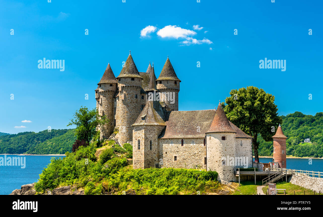 The Chateau de Val, a medieval castle on a bank of the Dordogne in ...