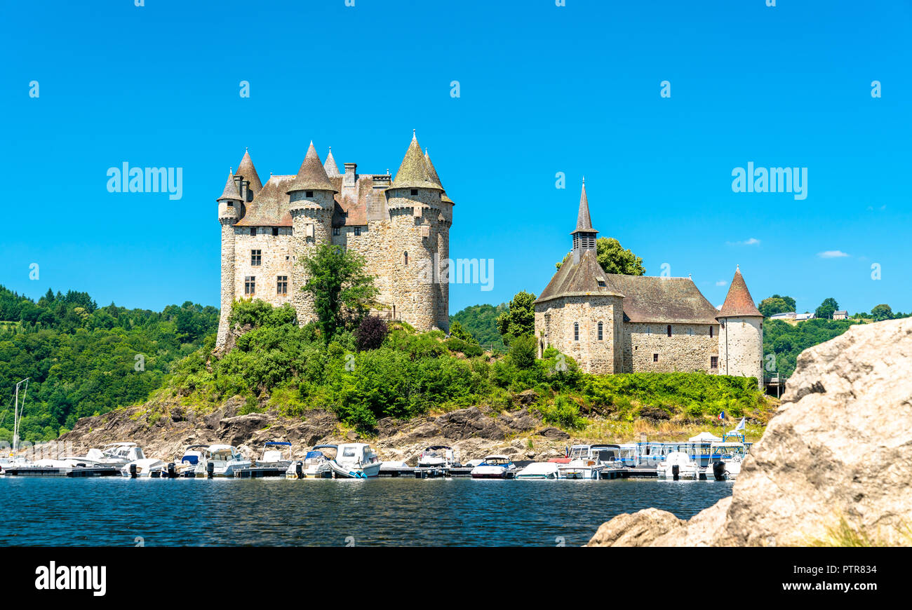 The Chateau de Val, a medieval castle on a bank of the Dordogne in ...