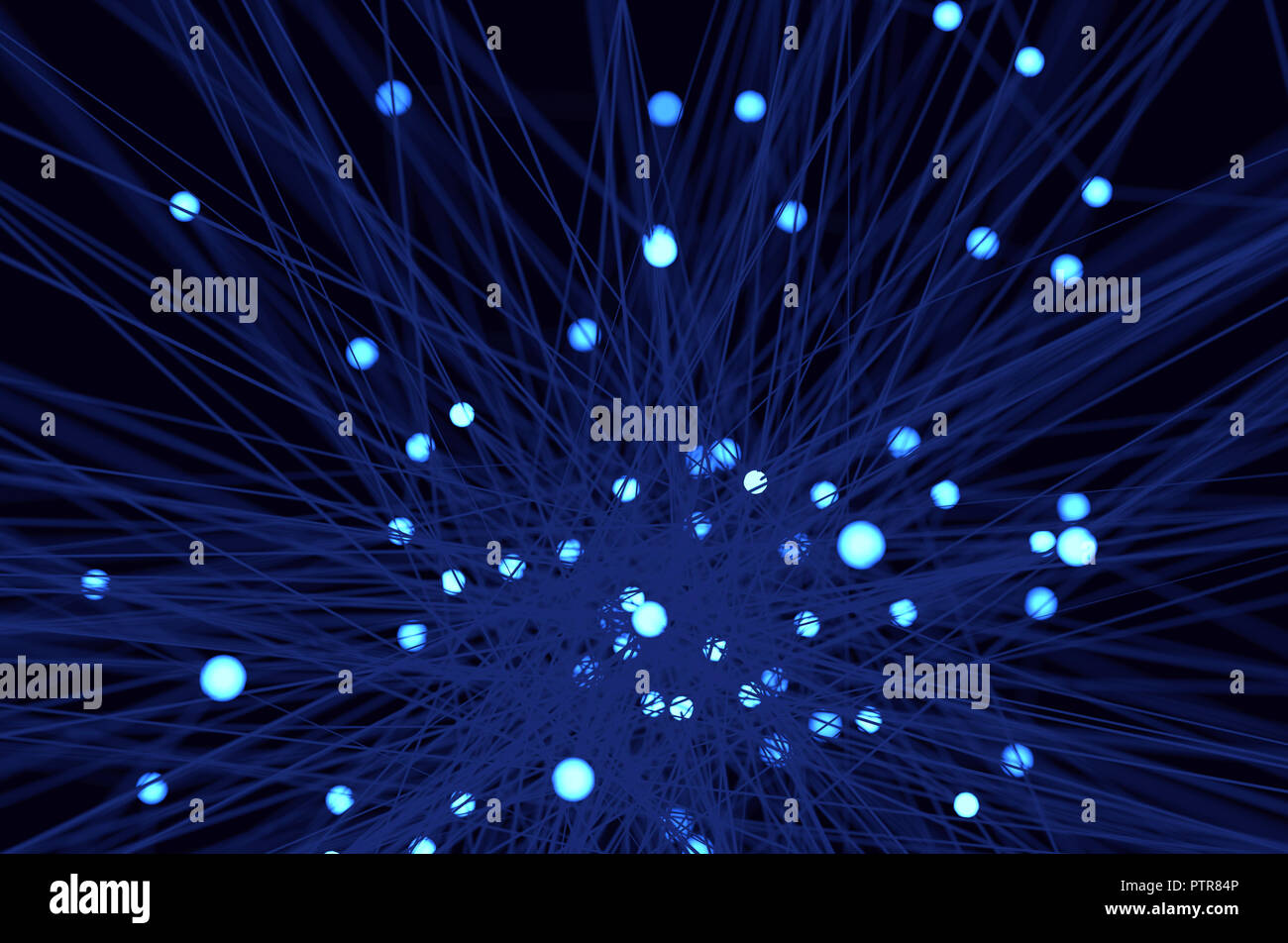 Abstract of blue network connection background. Technology concept. 3D ...