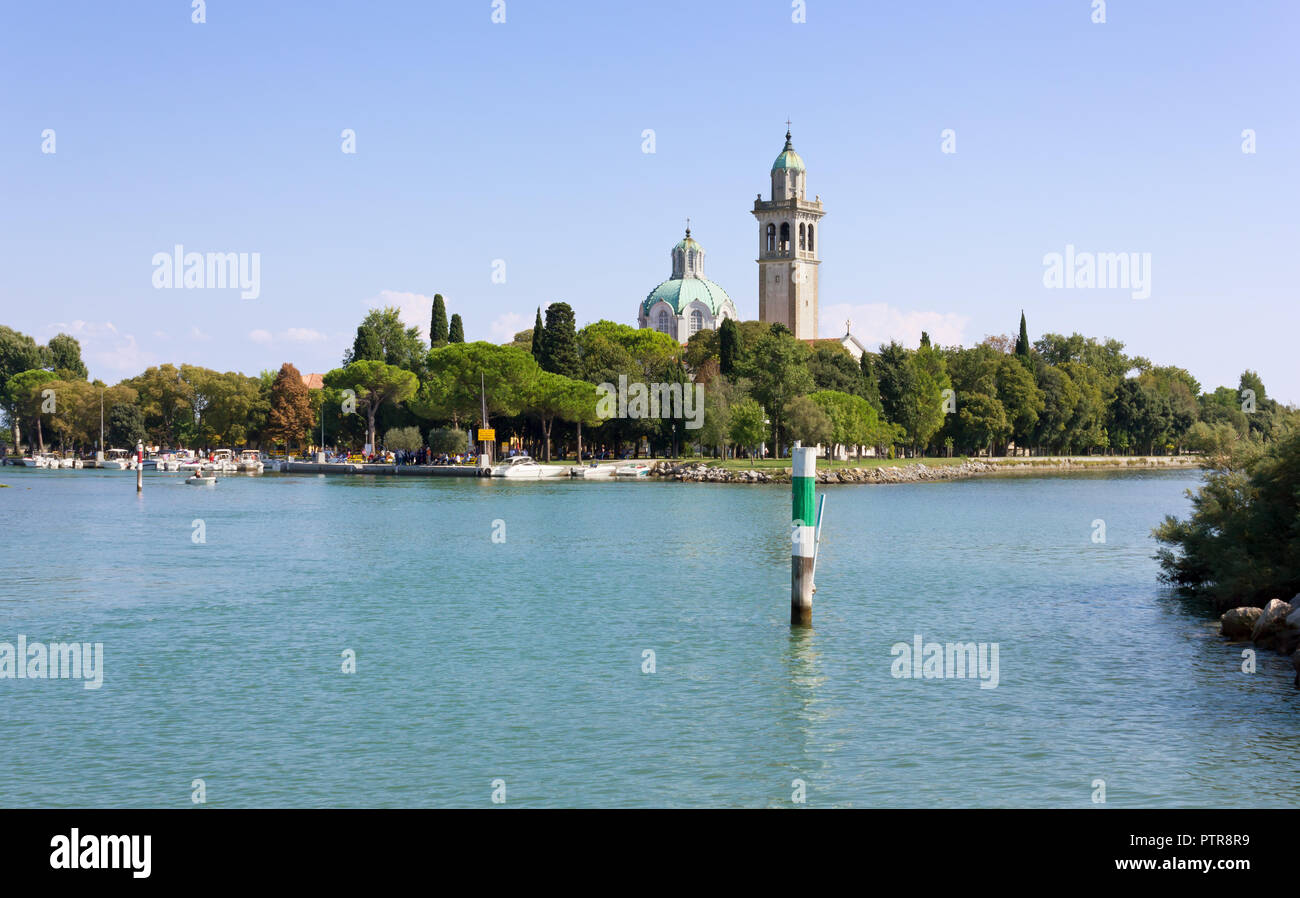 Barbana island in the Grado lagoon, Italy, with its catholic shrine ...