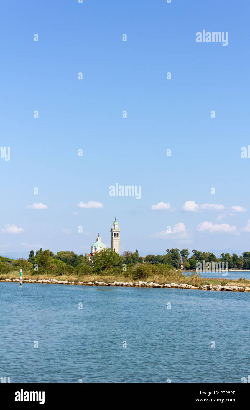 Barbana island in the Grado lagoon, Italy, with its catholic shrine ...