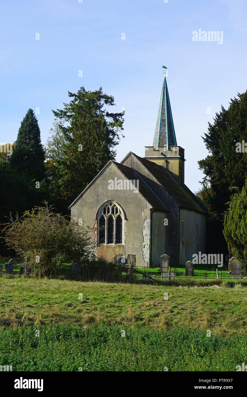 St Nicholas Church, Steventon viewed from the meadows at the rear Stock ...