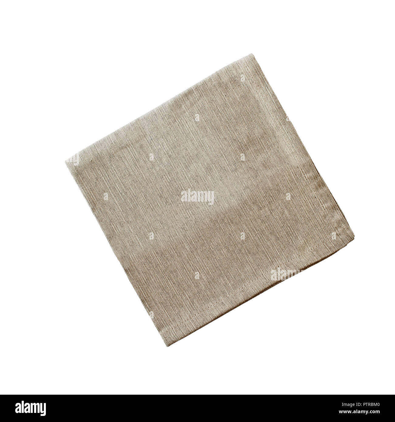 Square linen napkin isolated over a white background with clipping path ...