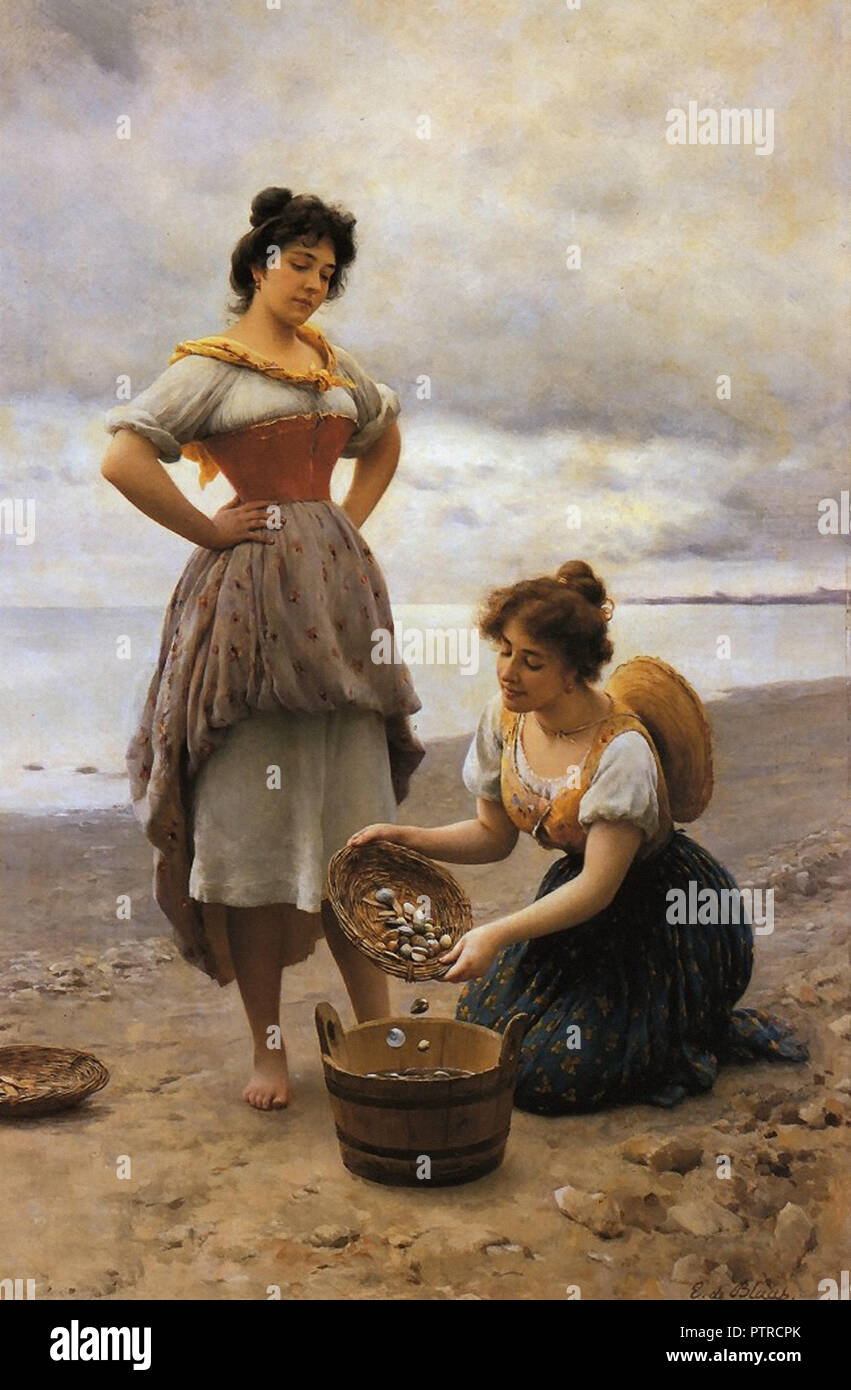 Blaas Eugene De - Gathering Shells Stock Photo - Alamy