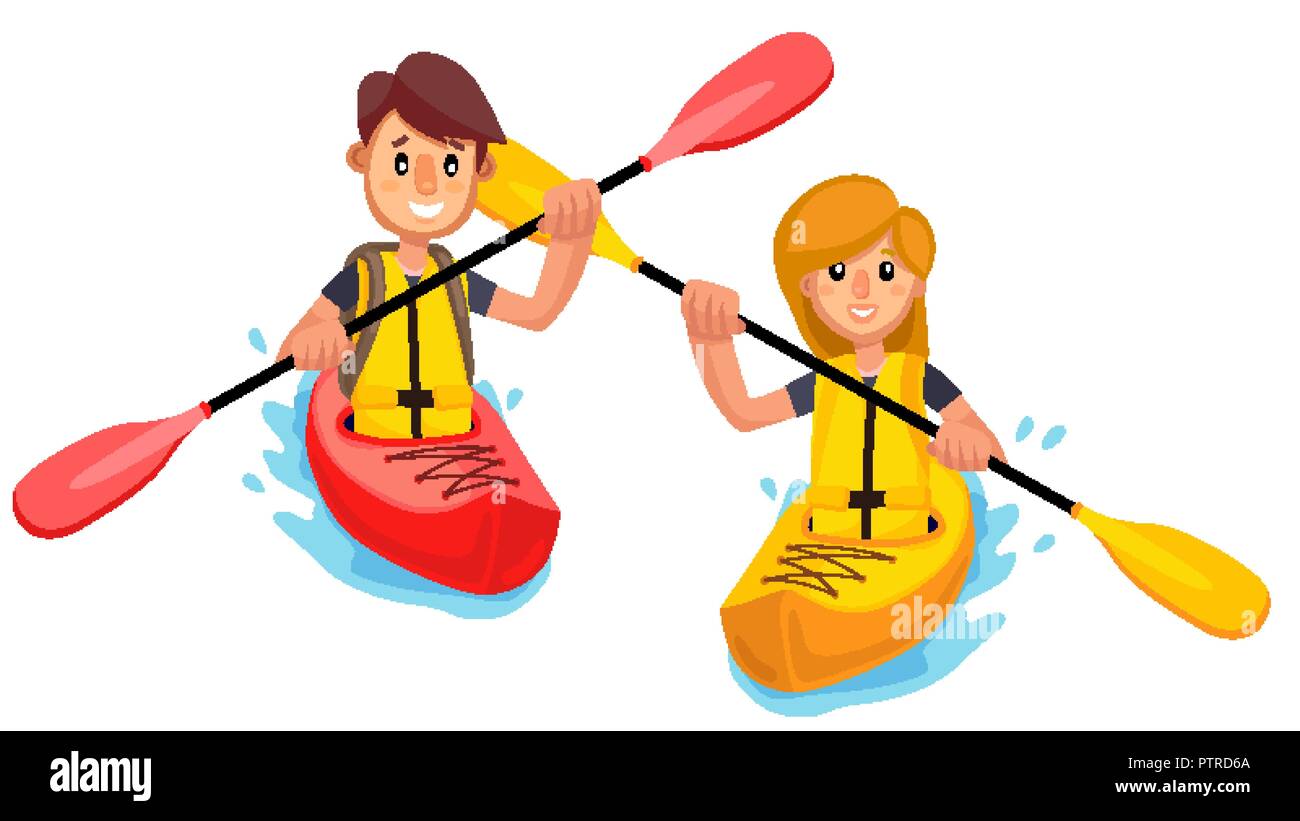 Couple kayaking on a lake Stock Vector Images - Alamy