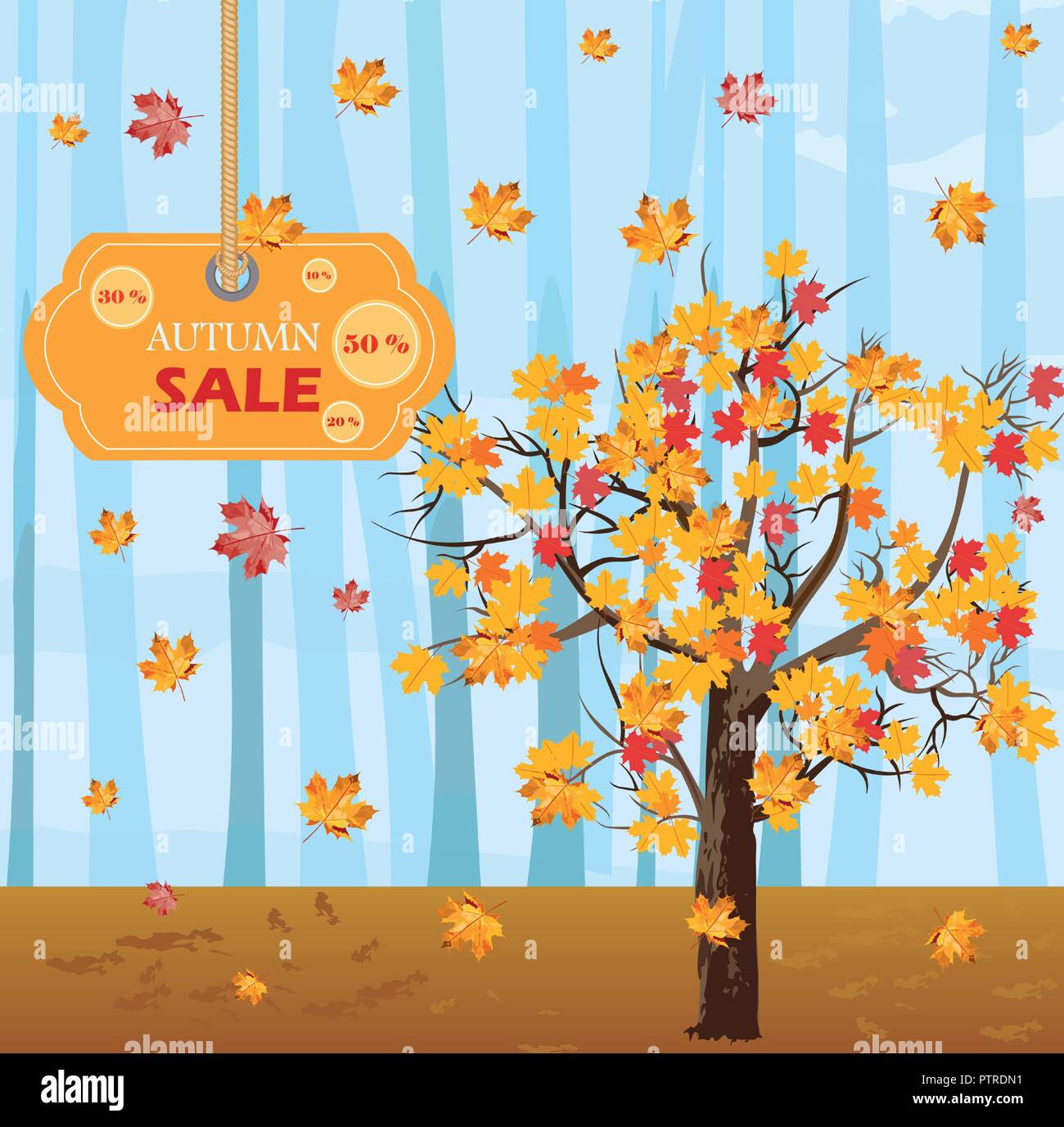 Autumn tree Vector. Fall sales background. flat style Stock Vector ...