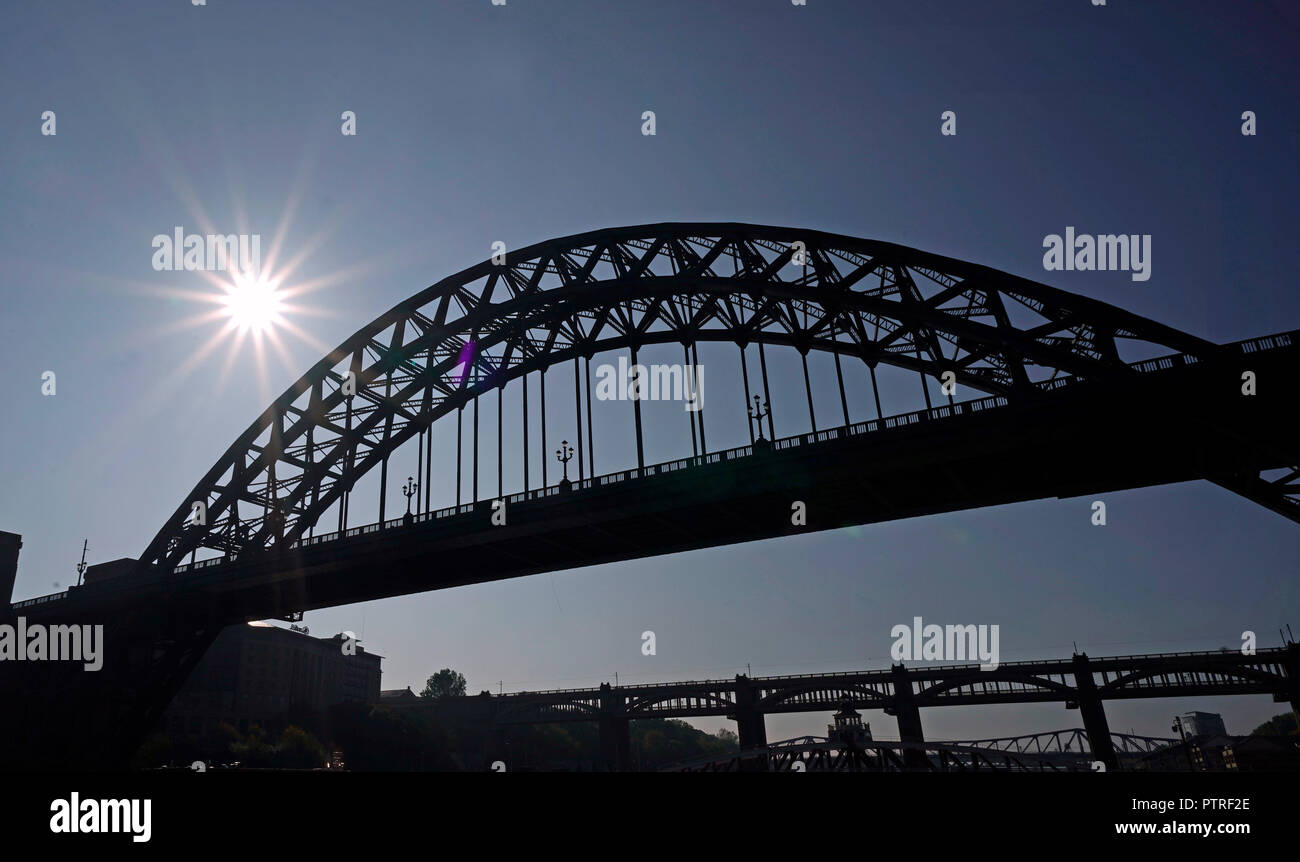 Blue skies over Tyne Bridge in Newcastle, which is celebrating its 90th ...