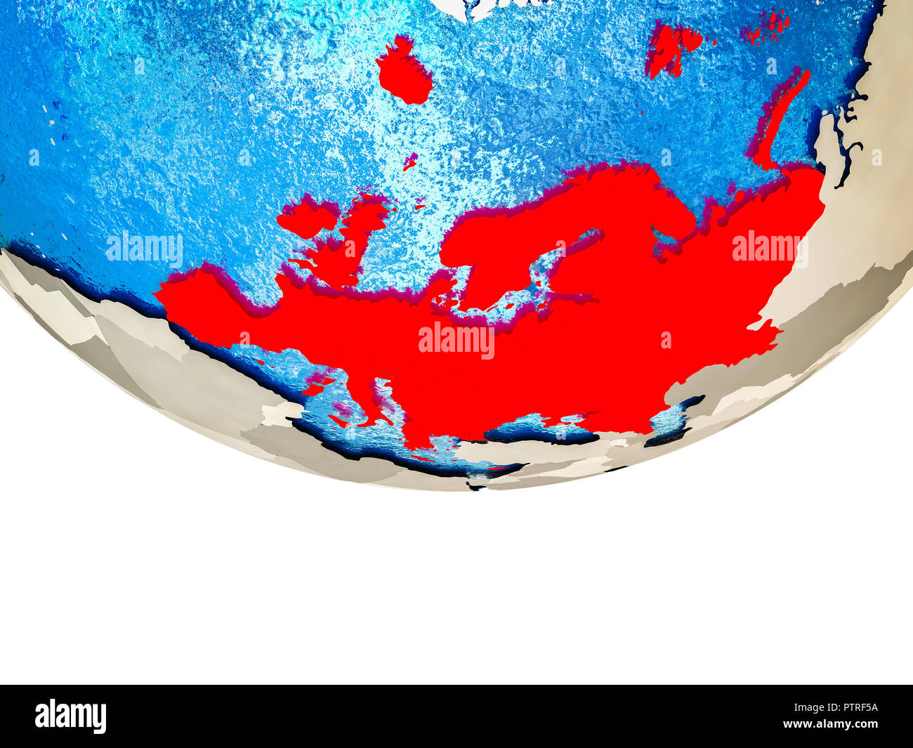 Europe on 3D Earth with divided countries and watery oceans. 3D ...