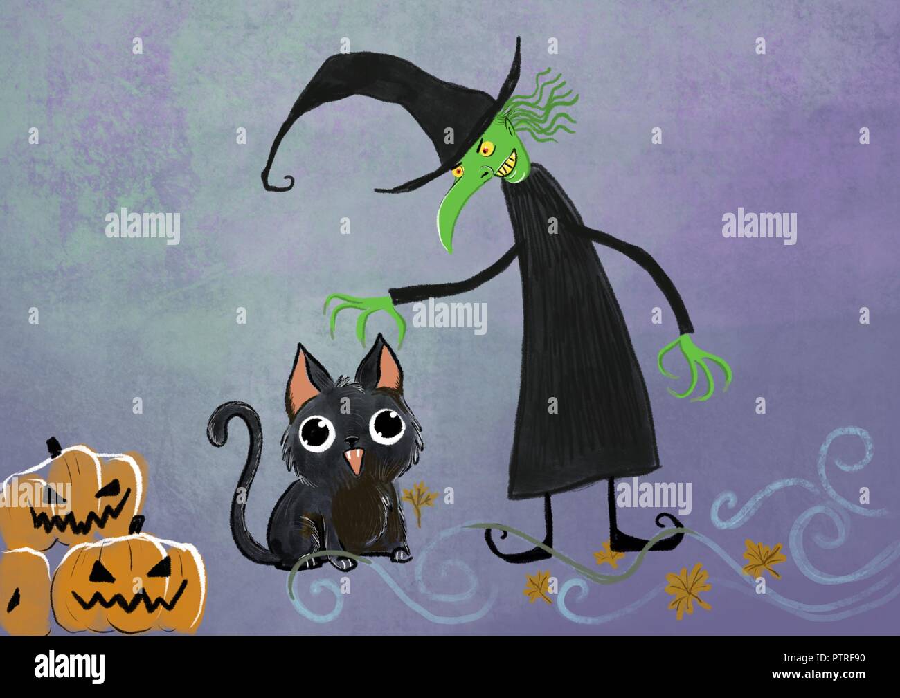 Witch With Black Cat High Resolution Stock Photography and Images - Alamy
