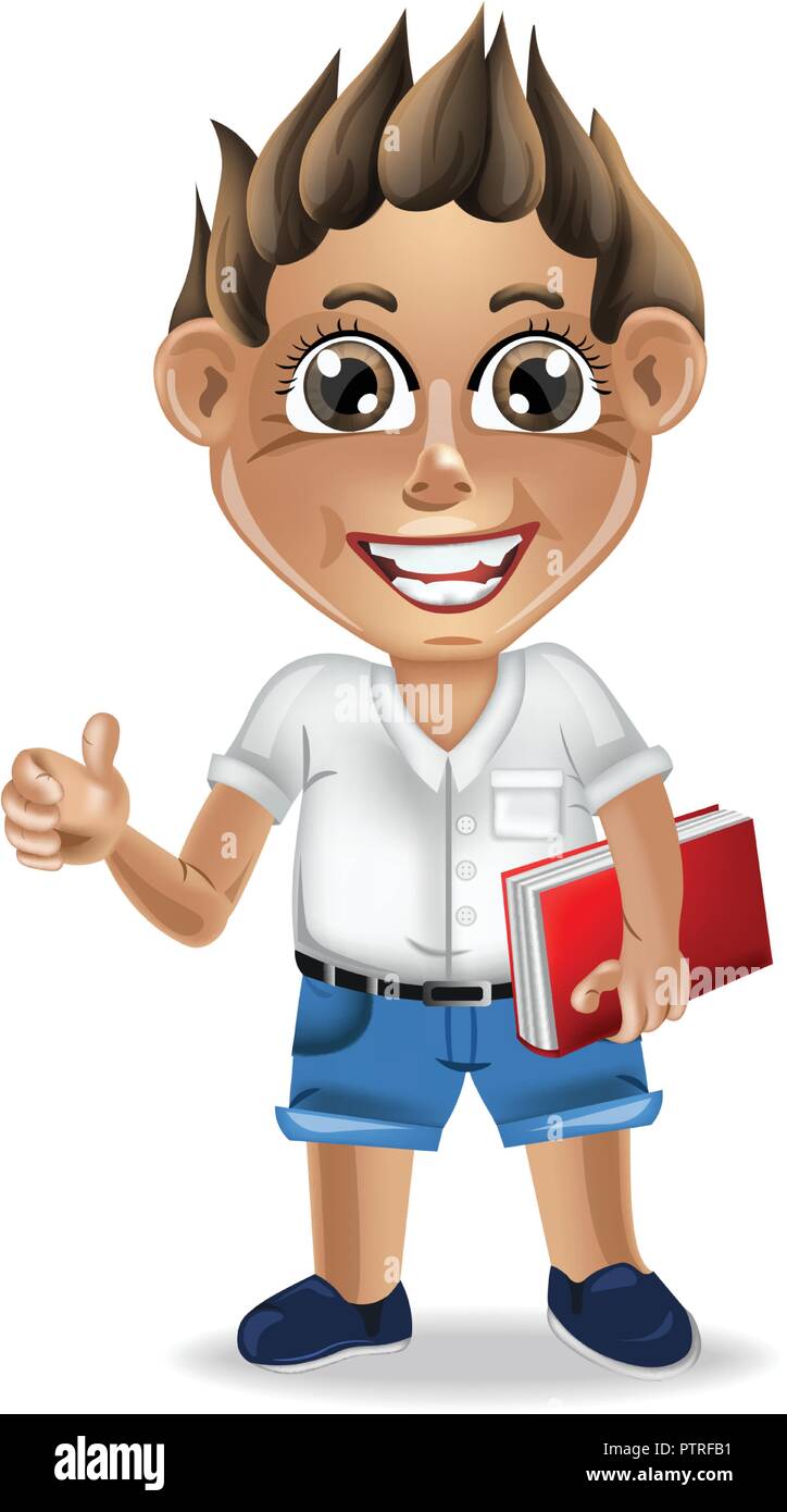 Happy school boy Vector. Cartoon character detailed illustration Stock ...