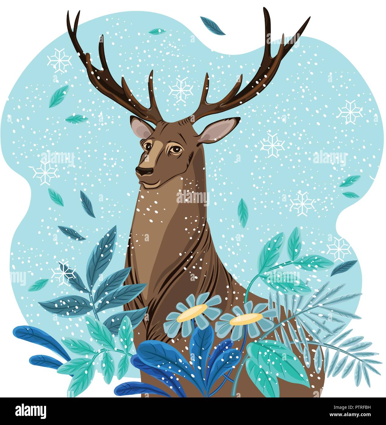 Winter deer cartoon character Vector illustration. icon template Stock ...
