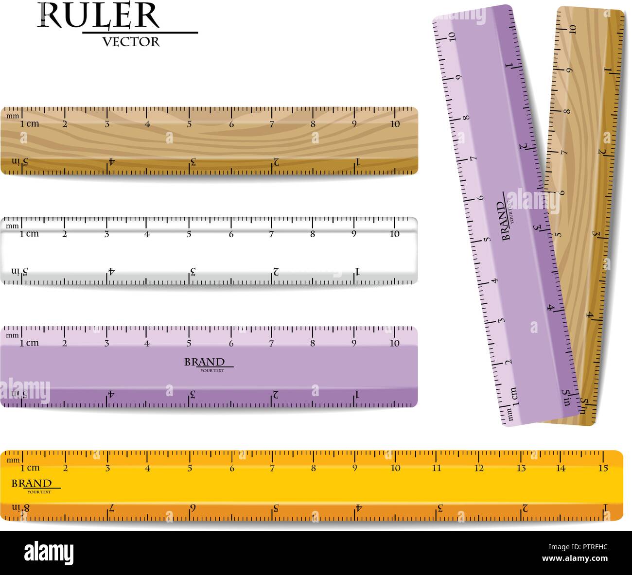 Rulers set Vector realistic. Drawing set isolated on white. Metric ...