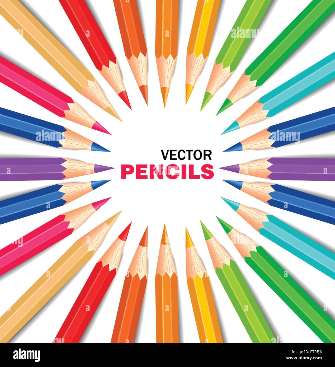 Colorful pencils Vector realistic. Creative Round frame illustration ...