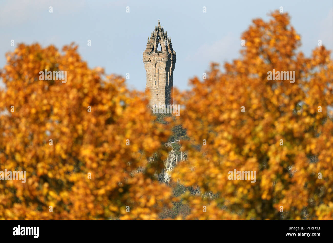 The Wallace Monument in Stirling seen through Autumn leaves Stock Photo ...