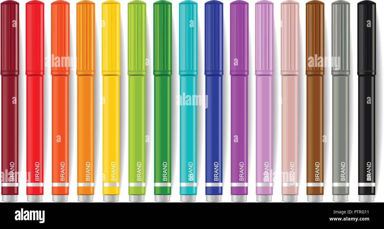 Colorful markers set Vector realistic. 3d detailed illustration Stock ...