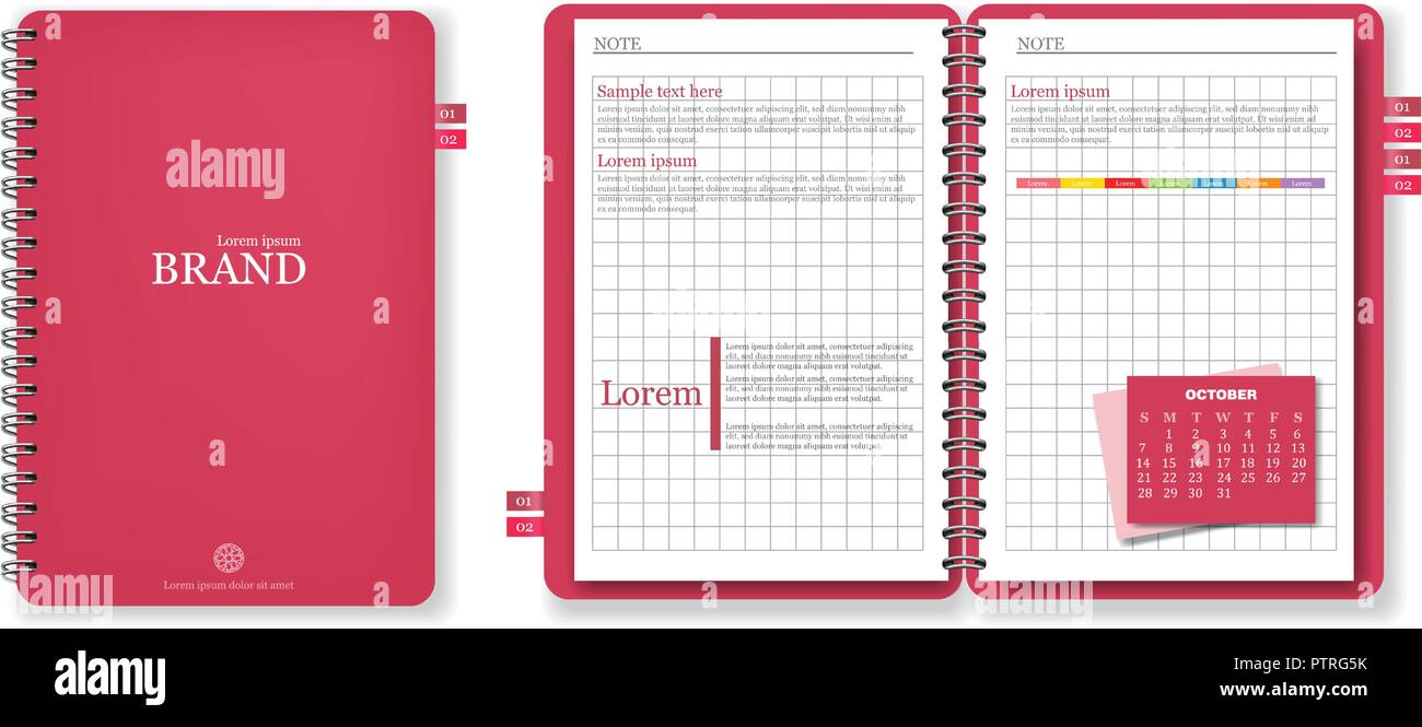 Pink note book Vector realistic. 3d detailed illustration Stock Vector ...