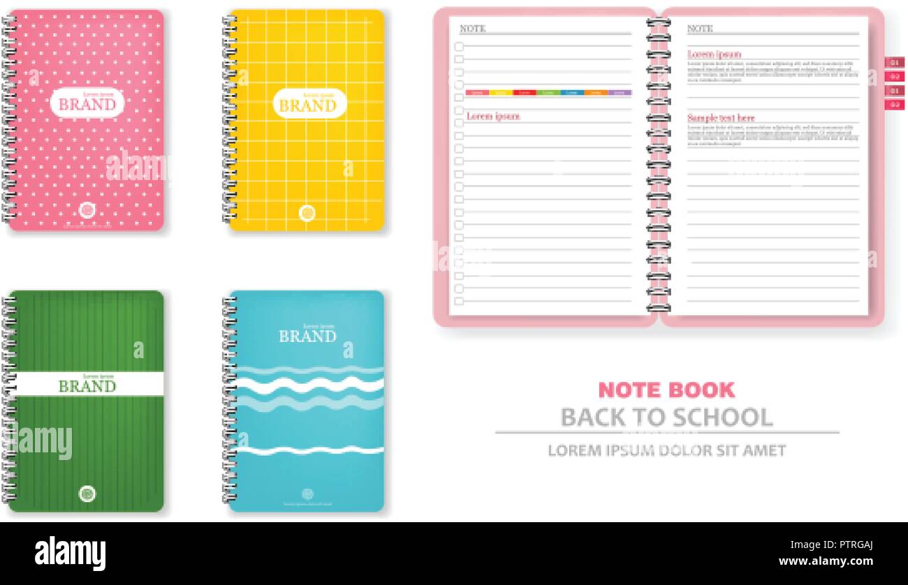 Colorful note books Vector realistic. 3d detailed illustration Stock ...