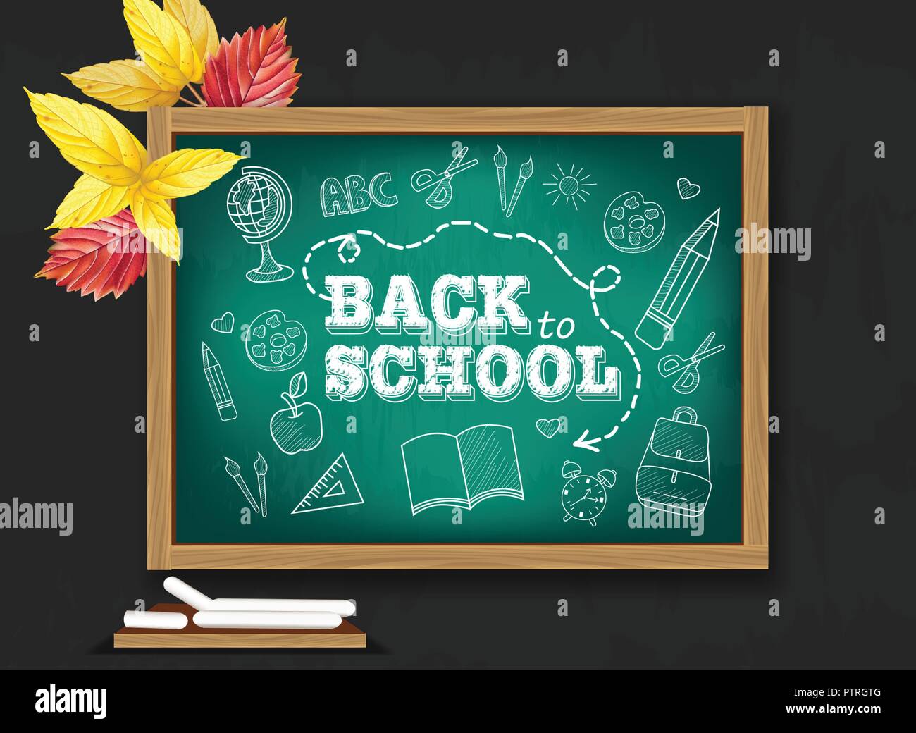 Back to school chalk board Vector realistic illustration Stock Vector ...