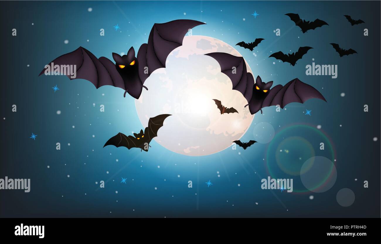 Bats flying at full moon hi-res stock photography and images - Alamy